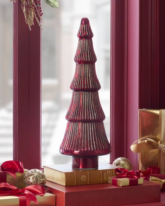 Neiman Marcus Shiny Glass Christmas Tree with Glitter Accents | Neiman ...