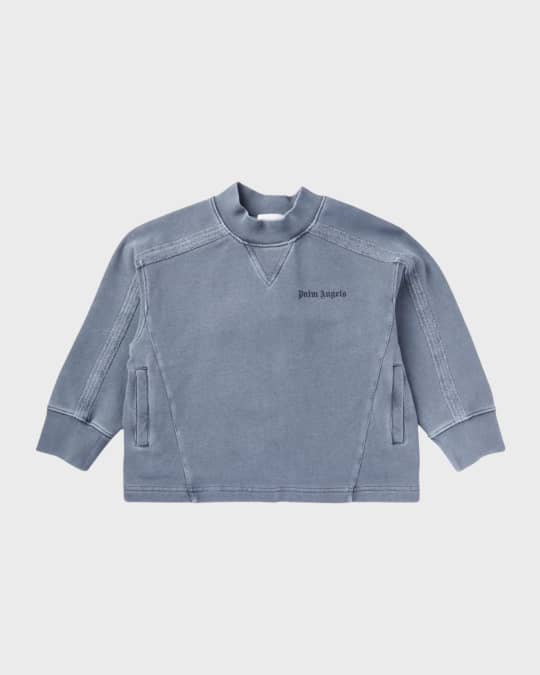 Palm Angels Boy's Logo-Print Faded Wash Crewneck Sweatshirt, Size 14 ...