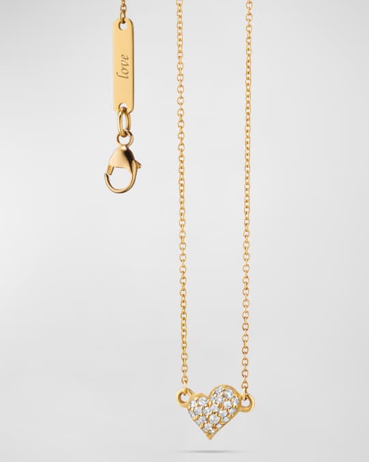 Monica Rich Kosann 18K Yellow Gold Mini Heart Diamond Engraved Love ...