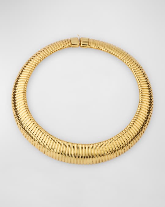 Kenneth Jay Lane Wide Ribbed Choker Necklace with Push Lock Clasp ...