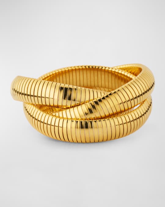 Kenneth Jay Lane Wide Triple Snake Chain Slip On Bracelet | Neiman Marcus