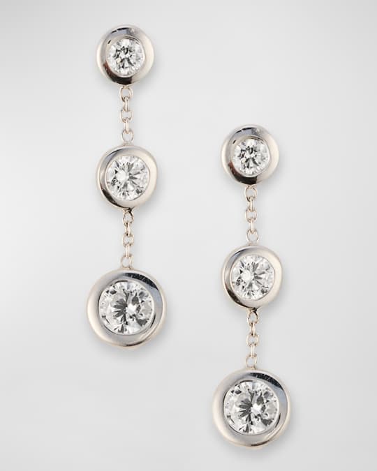 Roberto Coin 18K White Gold 3 Drop Diamond Earrings | Neiman Marcus