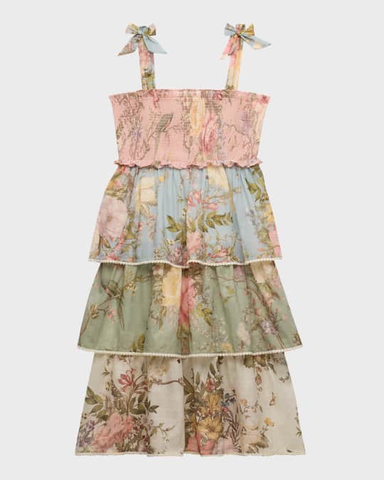 Zimmermann Waverly Tiered Floral-Print Dress, Size 1-12 | Neiman Marcus