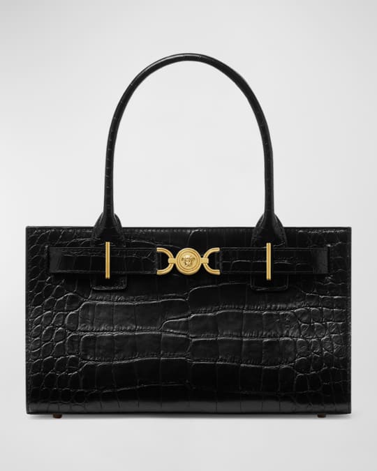 Versace Medusa 95 Medium Croc-Embossed Tote Bag | Neiman Marcus