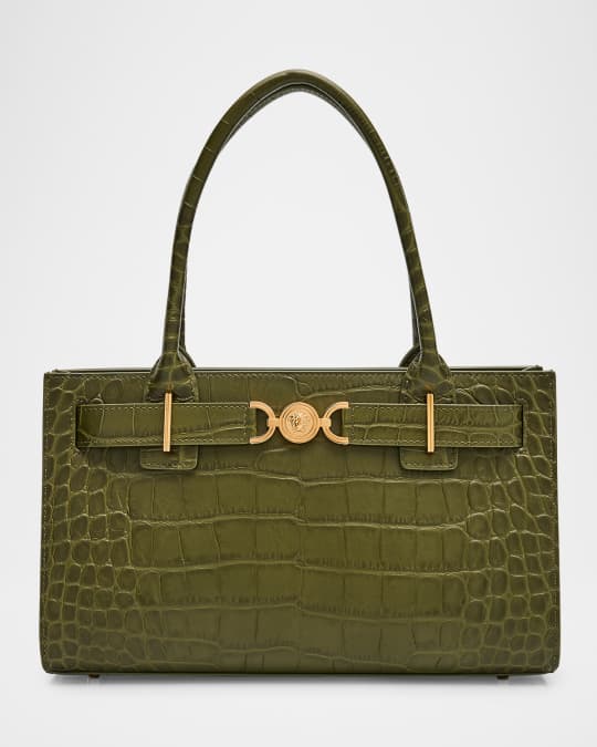 Versace Medusa 95 Medium Croc-Embossed Tote Bag | Neiman Marcus