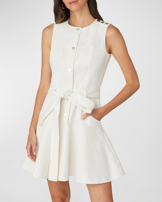 Shoshanna Anya Sleeveless Flounce Cotton Mini Dress | Neiman Marcus