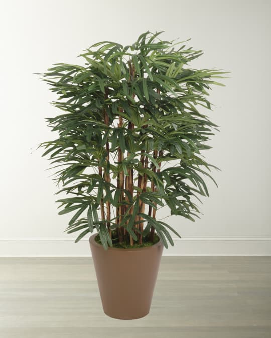 NDI Rhapis Palm 60" Faux Tree in Fiberglass Resort Planter | Neiman Marcus