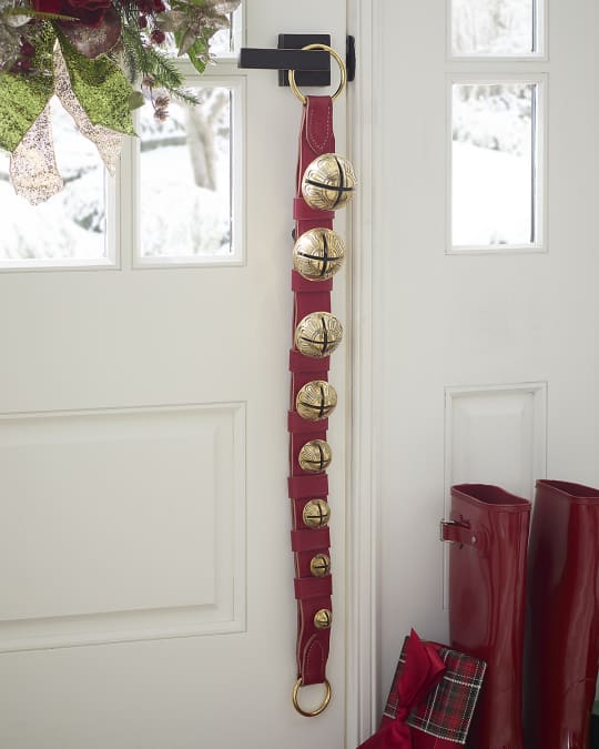 Belsnickel Enterprises 8 Brass Christmas Bells With Red Leather Strap ...