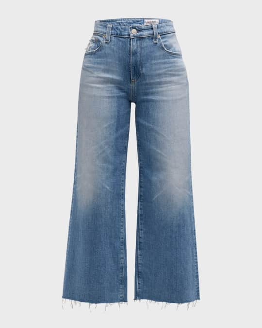 AG Jeans Saige Mid-Rise Wide-Leg Crop Jeans | Neiman Marcus