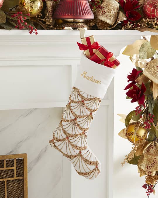 Neiman Marcus Personalized Beaded Fan Christmas Stocking | Neiman Marcus