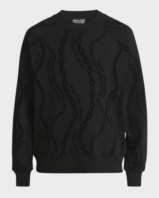 Versace Jeans Couture Men's Chain Print Logo Sweatshirt | Neiman Marcus