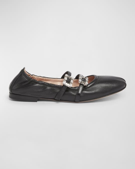 Roger Vivier Calfskin Dual Buckle Ballerina Flats | Neiman Marcus