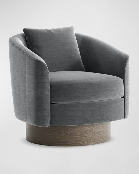 Bernhardt Interiors Camino Icy Slate Blue Swivel Chair | Neiman Marcus