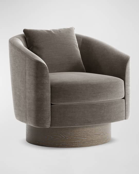 Bernhardt Interiors Camino Taupe Velvet Swivel Chair | Neiman Marcus