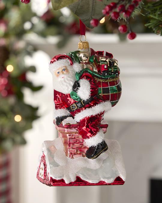 Neiman Marcus Santa on Chimney Christmas Ornament | Neiman Marcus