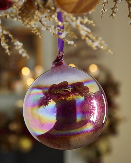 Jim Marvin Burgundy Pearl Glass Ball Christmas Ornament | Neiman Marcus