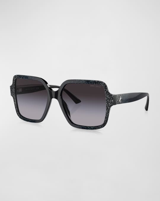 Jimmy Choo Oversized Glittery Acetate Square Sunglasses | Neiman Marcus
