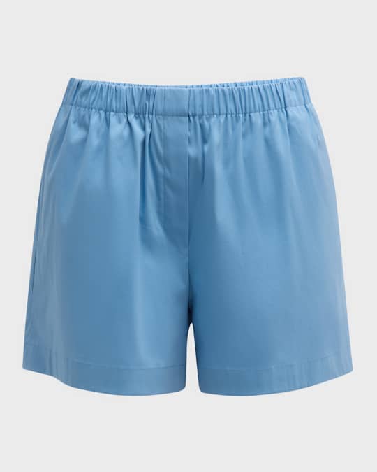 Theory Boxer Stretch Cotton Wide-Leg Shorts | Neiman Marcus