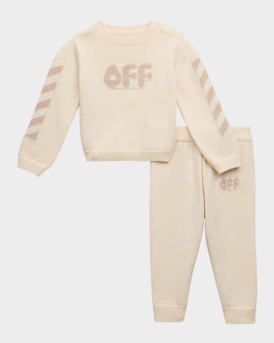 Off-White Kid's Off Chunky Knit Sweater and Pants Set, Size 3M-18M ...