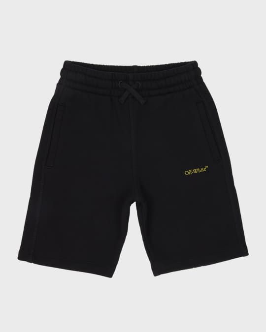 Off-White Boy's Bookish Logo-Print Diagonal Graphic Sweat Shorts, Size ...