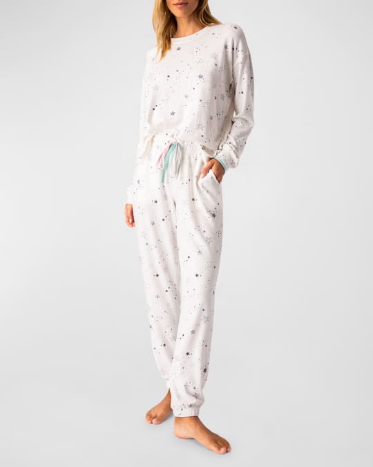 PJ Salvage Peachy Party Star-Print Jersey Pajama Set | Neiman Marcus
