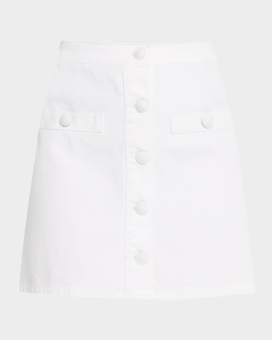 L'Agence Kris Button-Front Denim Mini Skirt | Neiman Marcus