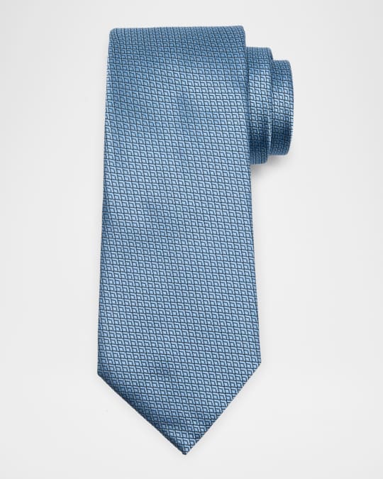 ZEGNA Men's Diamond Woven Silk Tie | Neiman Marcus