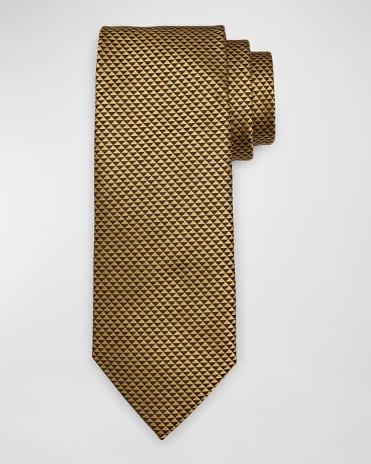 ZEGNA Men's Diamond Woven Silk Tie | Neiman Marcus