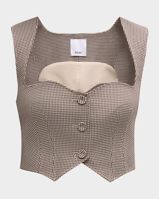 Acler Barcroft Houndstooth Cropped Vest | Neiman Marcus