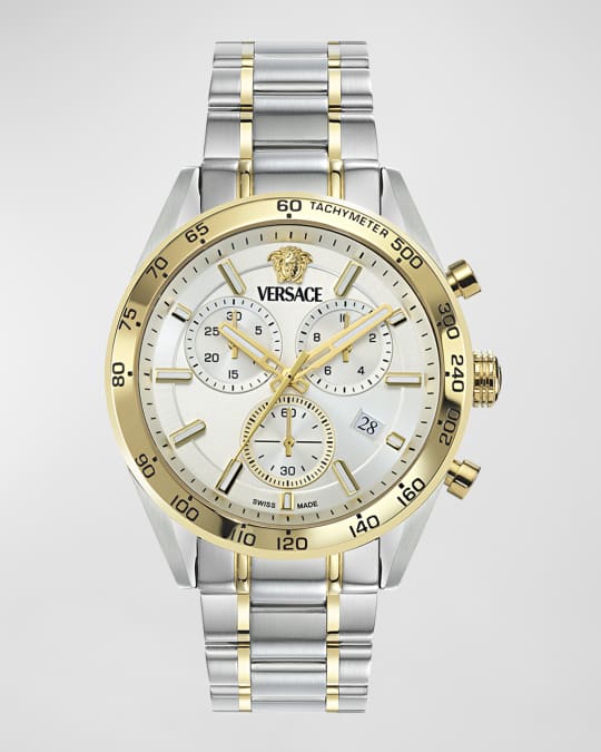 Versace V-Code 41mm Two-Tone Chronograph Watch | Neiman Marcus
