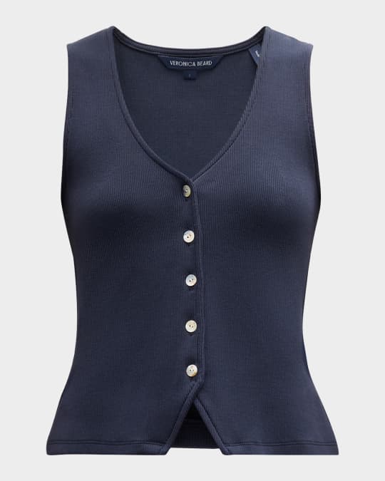 Veronica Beard Hoorne Button-Front Tank Top | Neiman Marcus