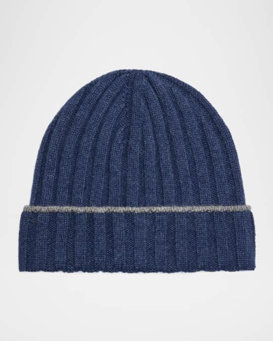 Brunello Cucinelli Men's Cashmere Rib Contrast-Trim Beanie Hat | Neiman ...