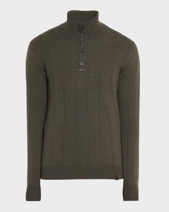 Brioni Men's Ribbed Wool Sweater | Neiman Marcus