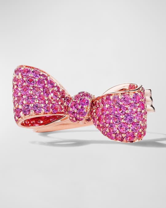Mimi So 18K Rose Gold Small Pink Sapphire Knot and Top Bow Ring ...