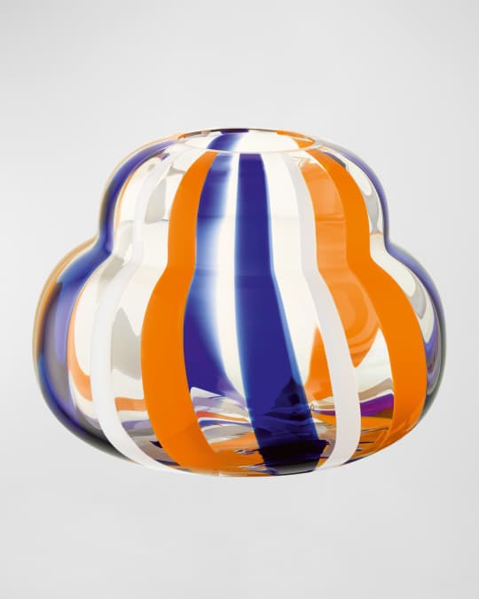 LSA Folk 7.5" Vase, Blue/Orange/White | Neiman Marcus