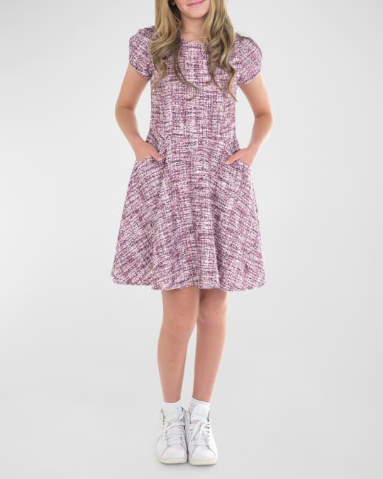 Zoe Girl's Tweed Dress W/ Pockets, Size 7-16 | Neiman Marcus