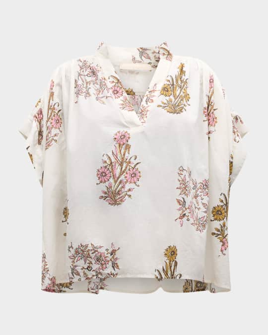 Vanessa Bruno Cory Floral-Print Cotton Voile Blouse | Neiman Marcus
