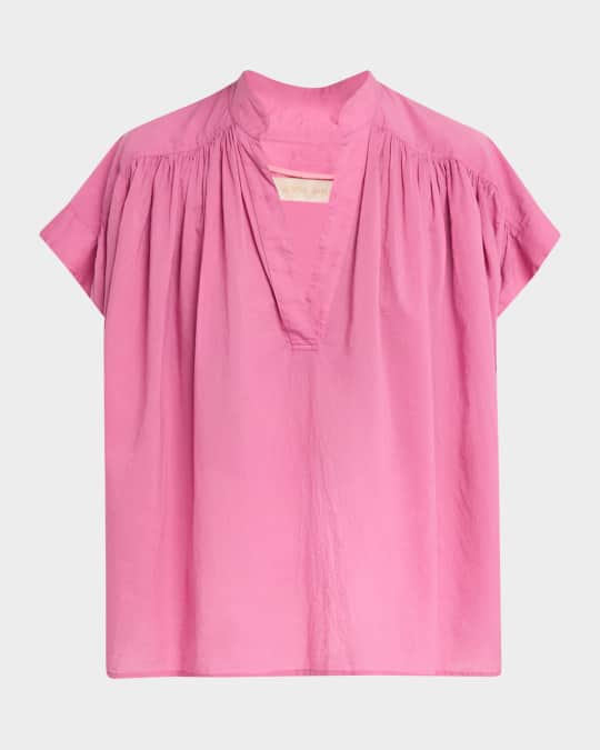 Vanessa Bruno Cory Ruched Cotton Voile Shirt | Neiman Marcus