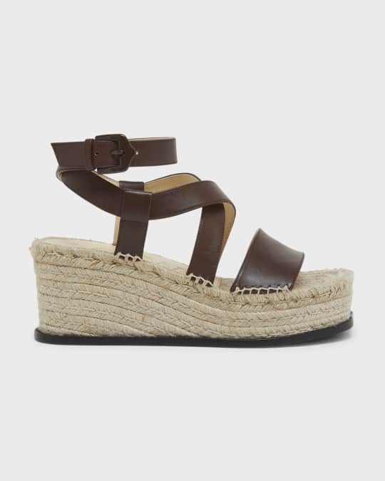 Loewe Petal Leather Platform Espadrille Sandals | Neiman Marcus