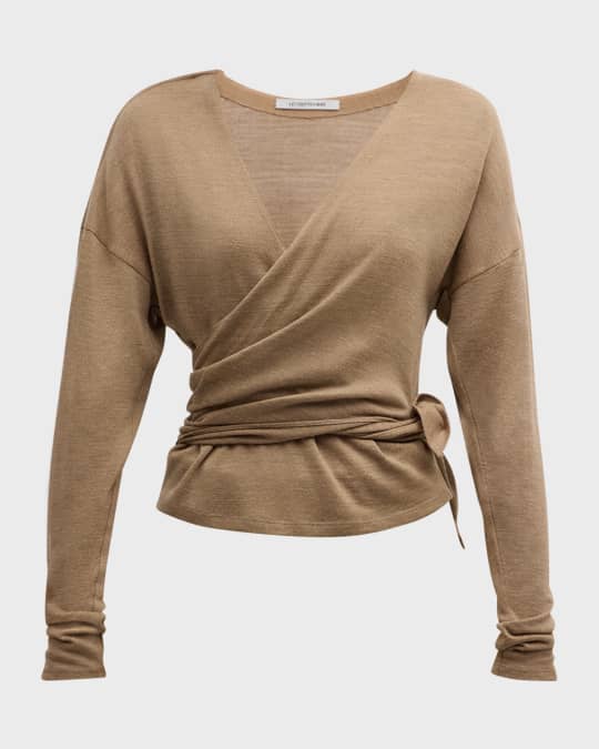 LE17SEPTEMBRE Long-Sleeve Tie-Front Top | Neiman Marcus