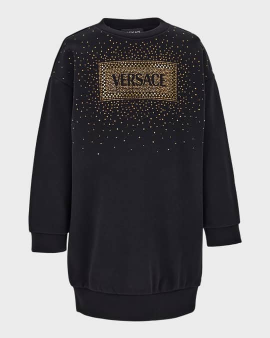 Versace Girl's Bedazzled Logo-Print Sweater Dress, Size 8-14 | Neiman ...