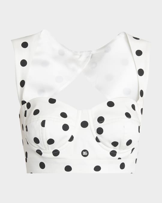 Dolce&Gabbana Polka-Dot Bustier Top with Open Back | Neiman Marcus