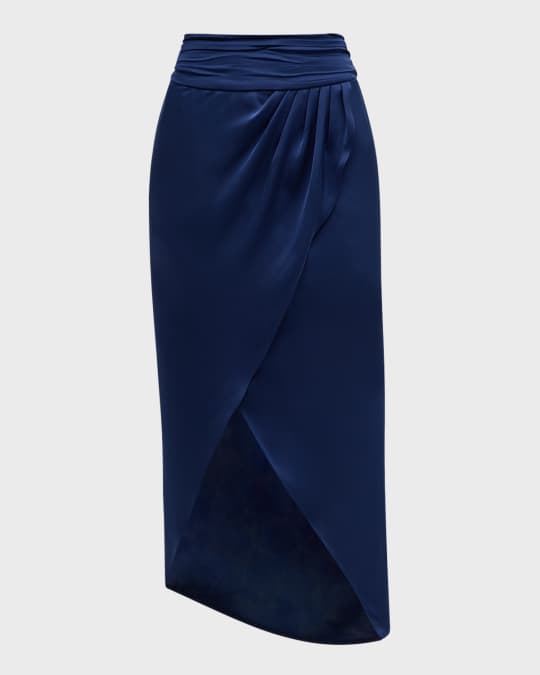 Ramy Brook Zula Draped Satin Skirt | Neiman Marcus