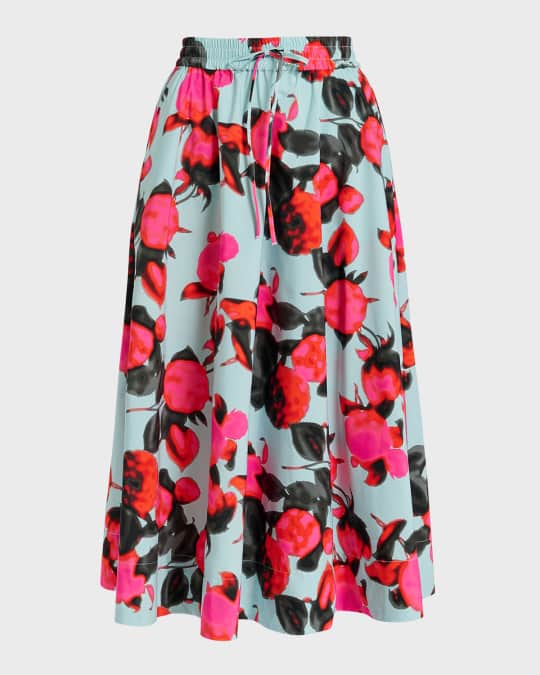 Essentiel Antwerp Fyrtales Drawstring Floral Midi Skirt | Neiman Marcus