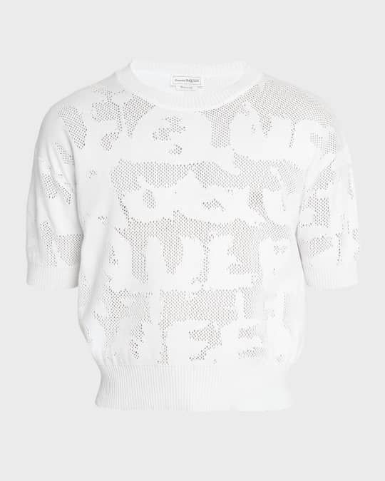 McQueen Men's Mesh Graffiti Logo T-Shirt | Neiman Marcus