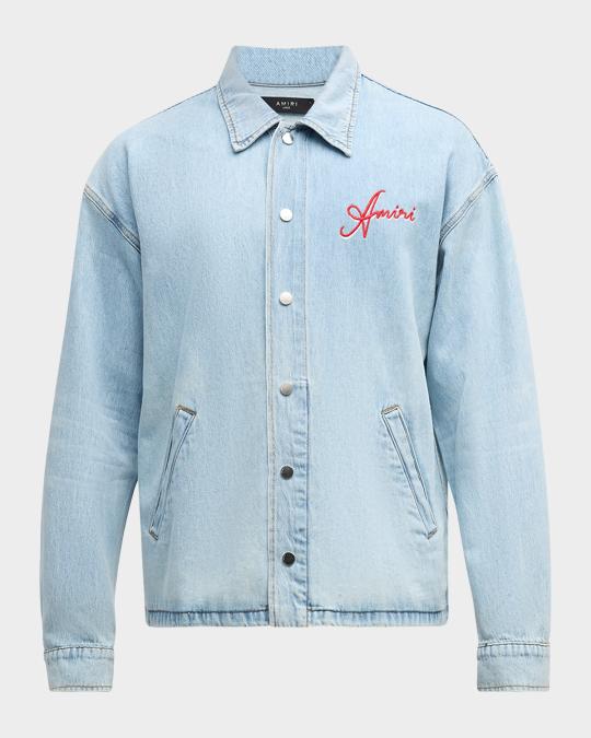 Amiri Men's Resort Club Denim Coach Jacket | Neiman Marcus
