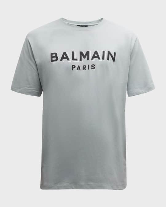 Balmain Men's Flock and Foil Logo T-Shirt | Neiman Marcus