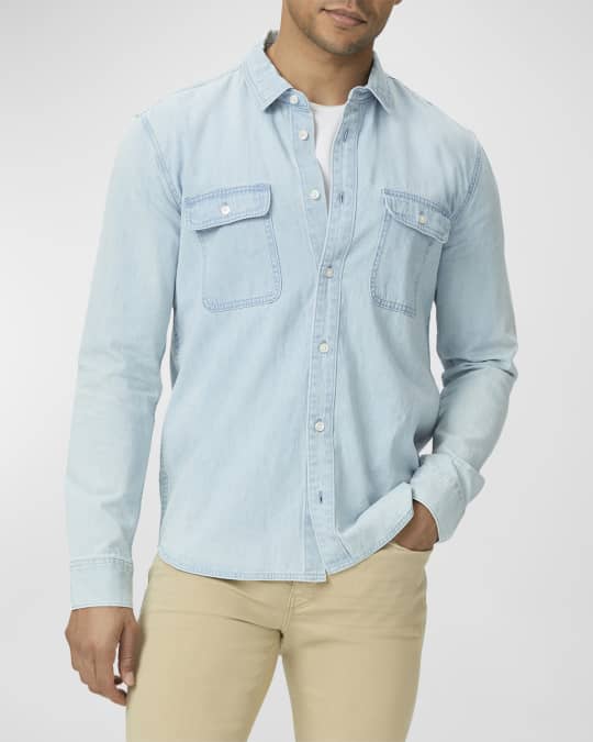 PAIGE Men's Martin Denim Button-Down Shirt | Neiman Marcus