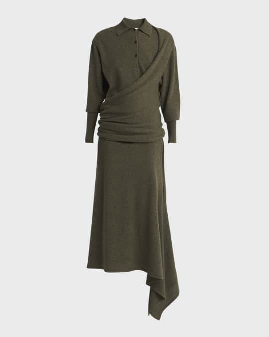 Ferragamo Cashmere-Blend Polo Sweater Dress | Neiman Marcus