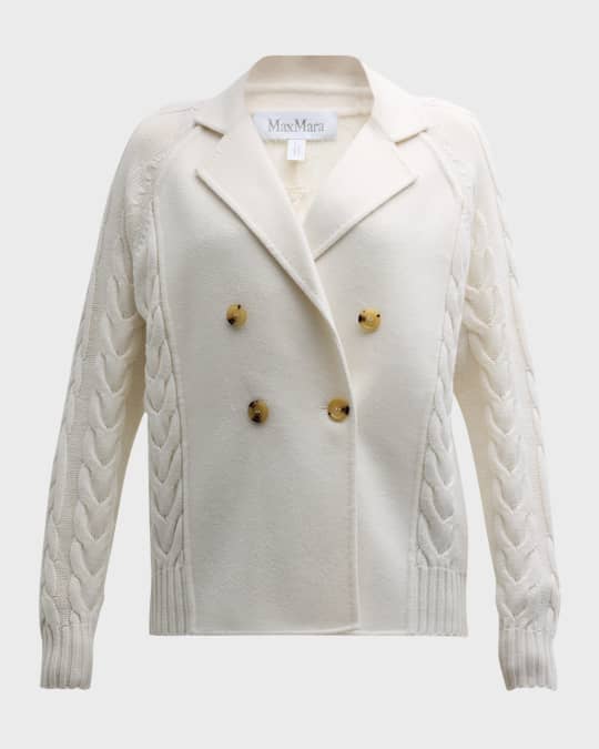 Max Mara Micio Double-Breasted Cable Wool Cashmere Coat | Neiman Marcus
